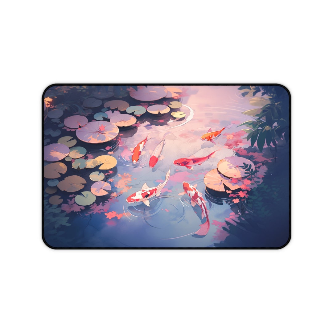 Pink Koi Fish Pond Gaming Desk Mat - Etsy
