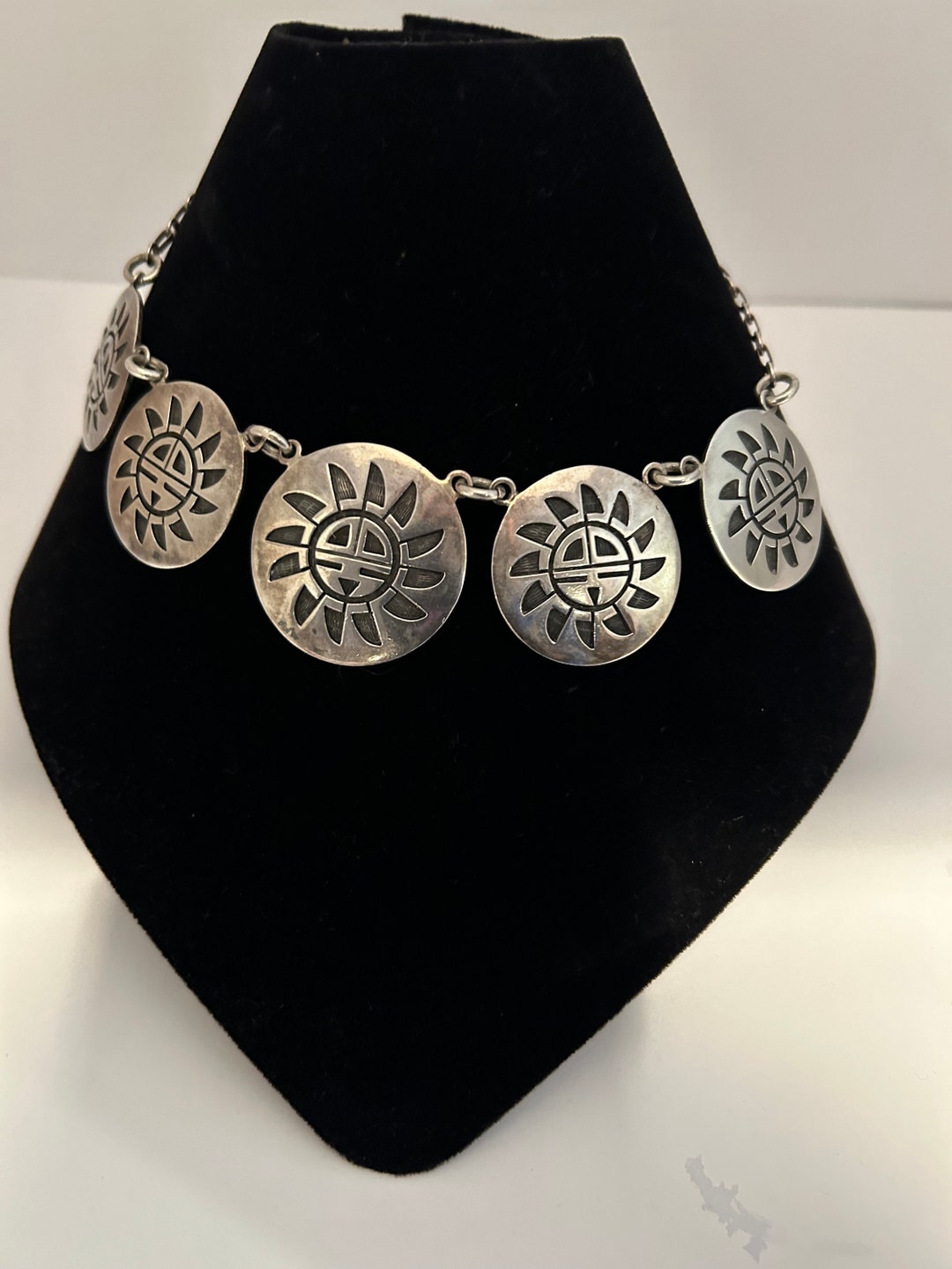 Vintage Hopi Sterling Silver Necklace STEVEN POOYOUMA **signed** - Etsy