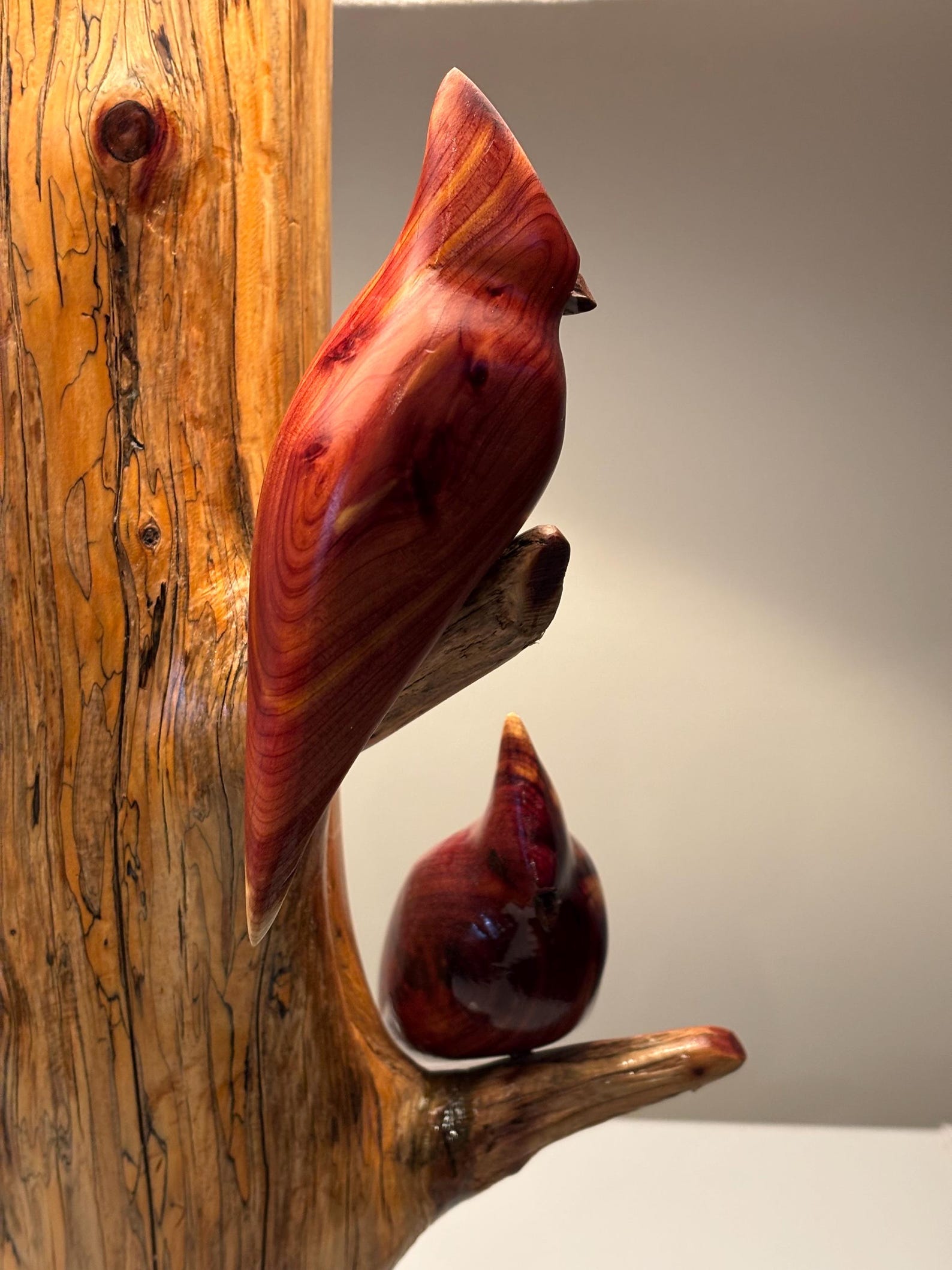 Cedar Cardinals Desk Lamp: Hand-carved Rustic Elegance - Etsy