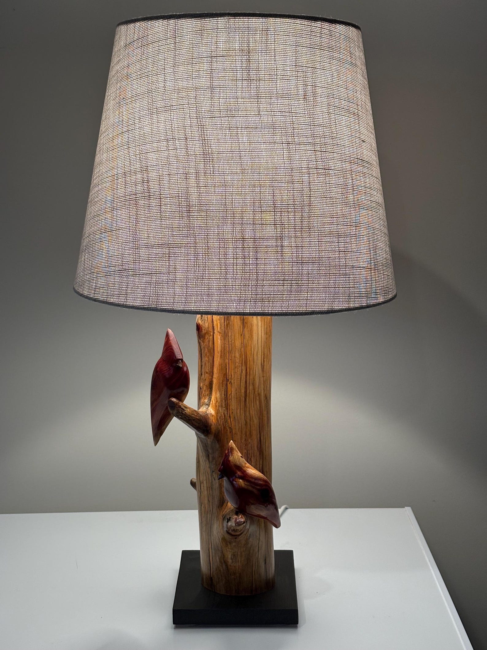 Cedar Cardinals Desk Lamp: Hand-carved Rustic Elegance - Etsy