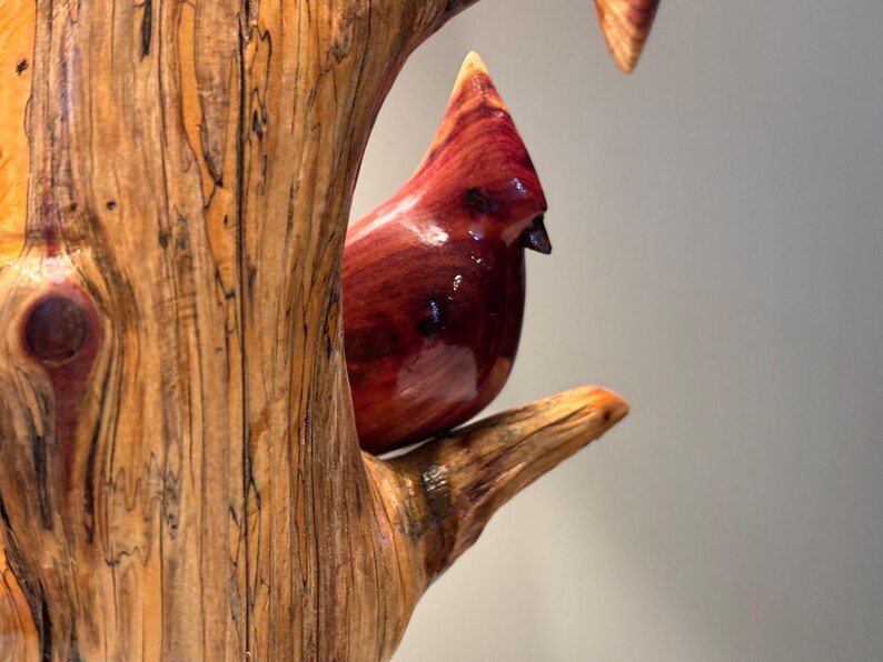 Cedar Cardinals Desk Lamp: Hand-carved Rustic Elegance - Etsy