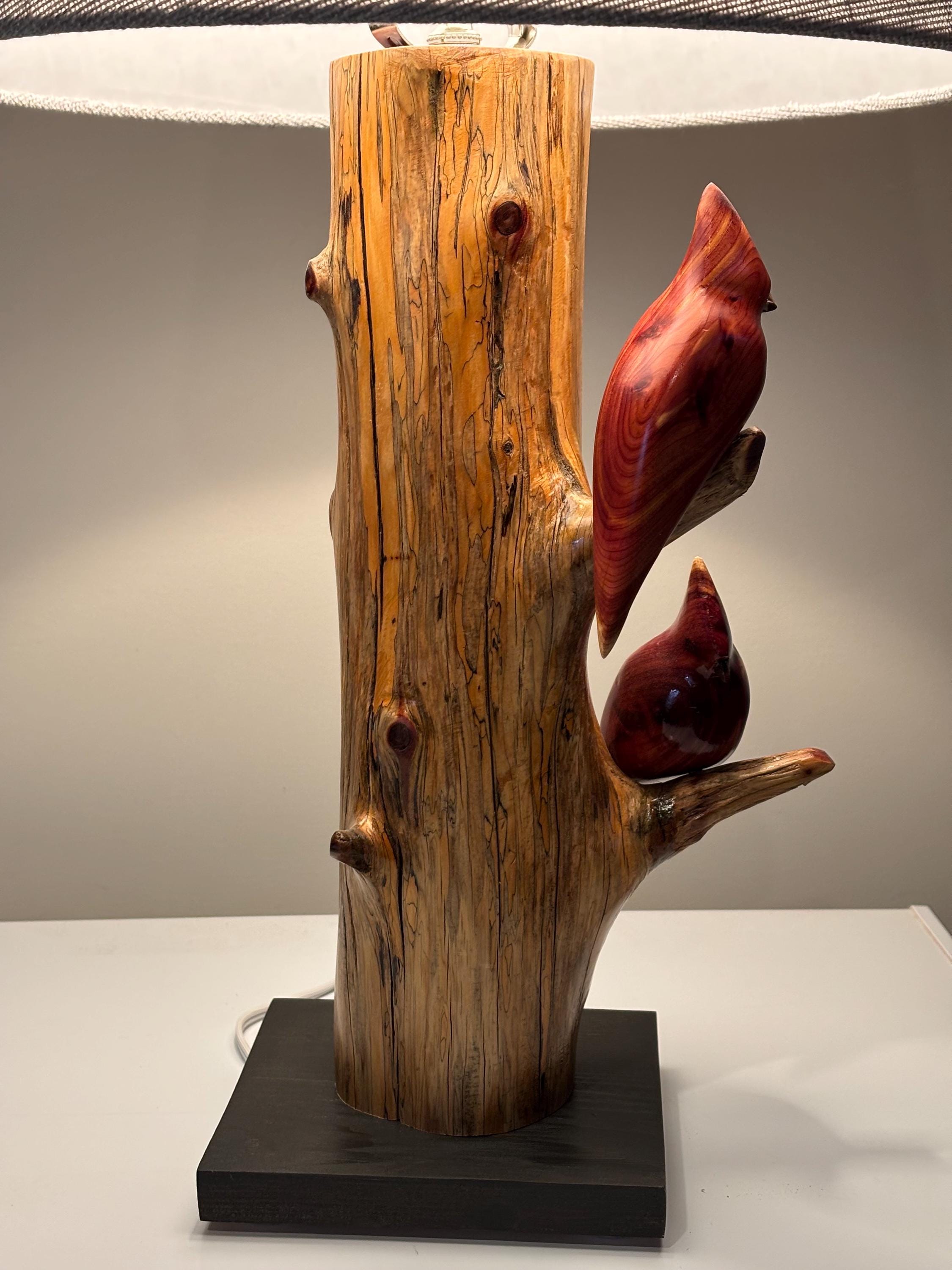 Cedar Cardinals Desk Lamp: Hand-carved Rustic Elegance - Etsy