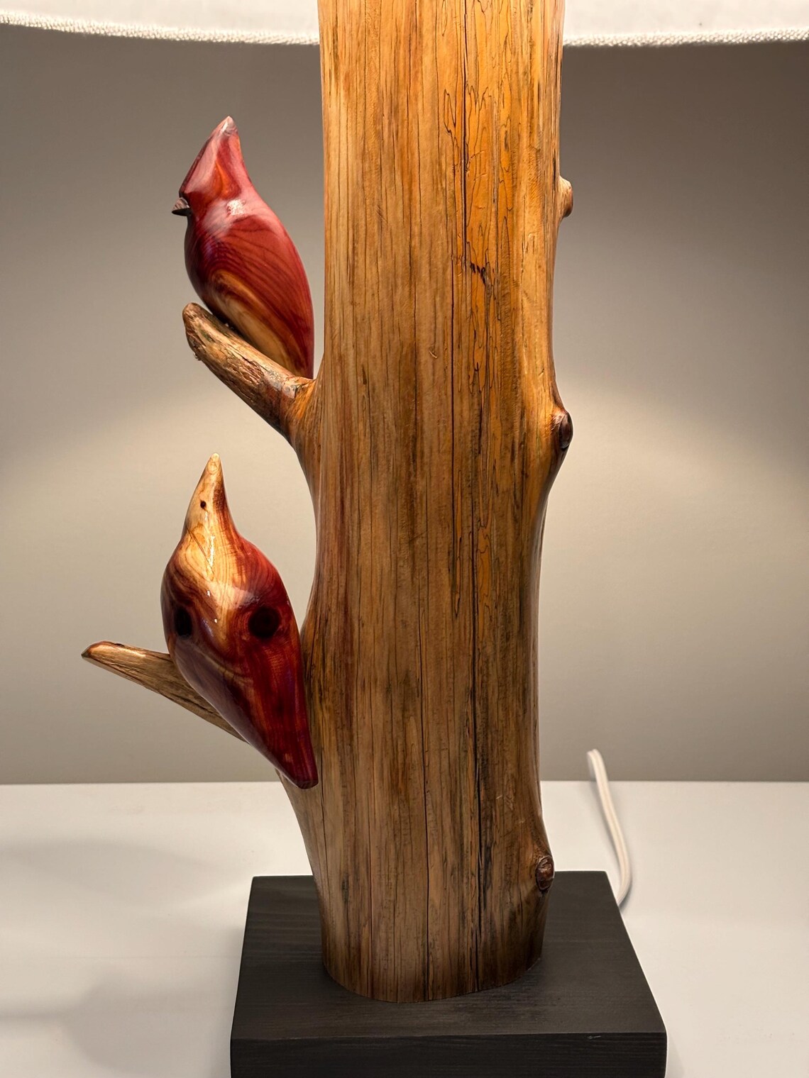 Cedar Cardinals Desk Lamp: Hand-carved Rustic Elegance - Etsy