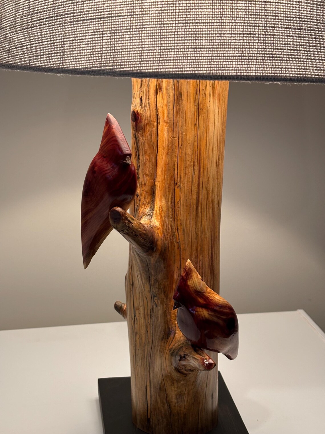 Cedar Cardinals Desk Lamp: Hand-carved Rustic Elegance - Etsy