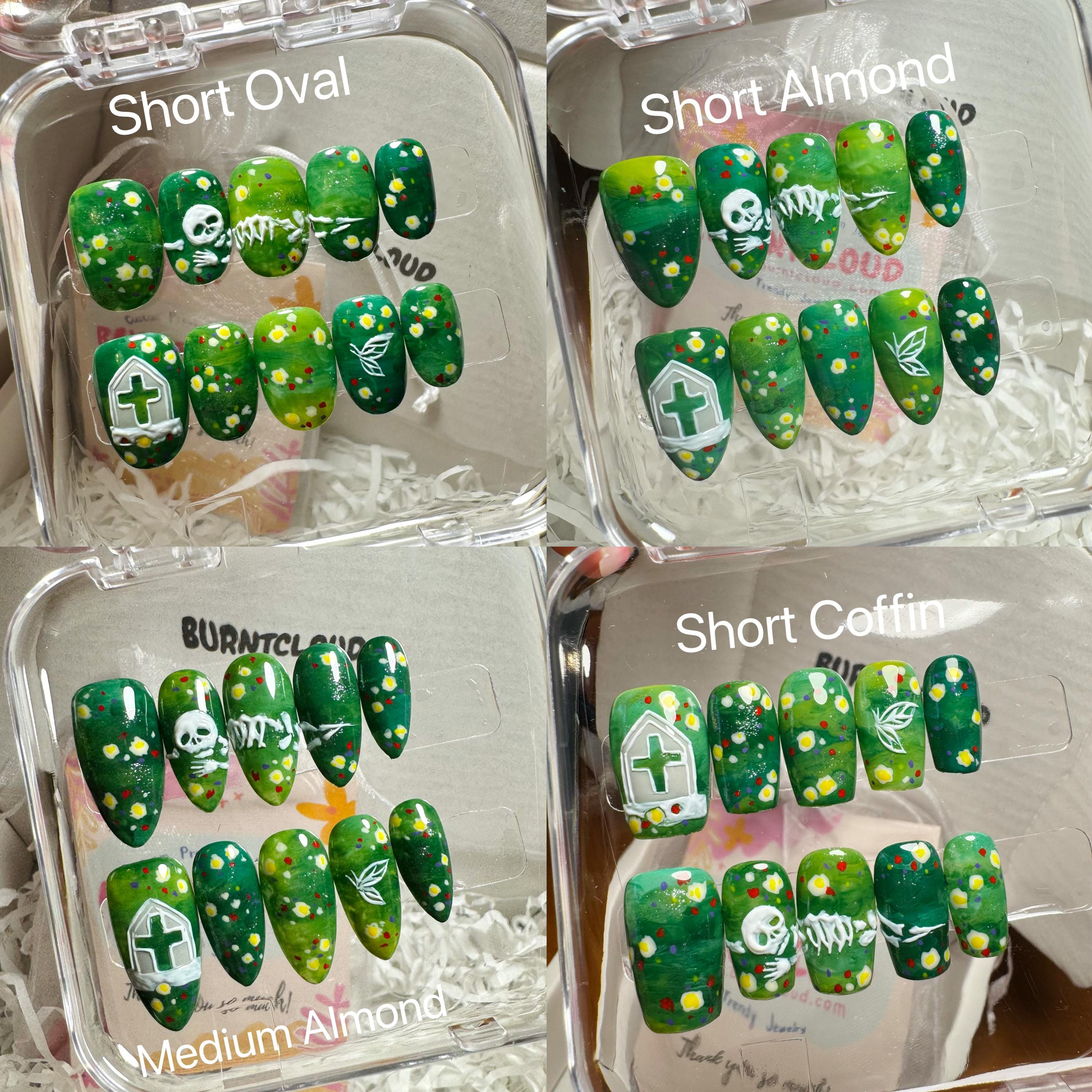 261 "100 Years Later" Press on Nails: Poetic Graveyard, 3D Skull ...