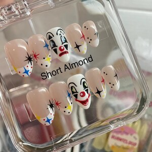 133 "as a Clown" Happy&sad Clowns Frenchtips Press on Nails | Custom ...
