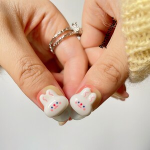 115 "rainbow Bunny" Kawaii Cute 3D Rabbits Charm Ombre Press on Nails ...