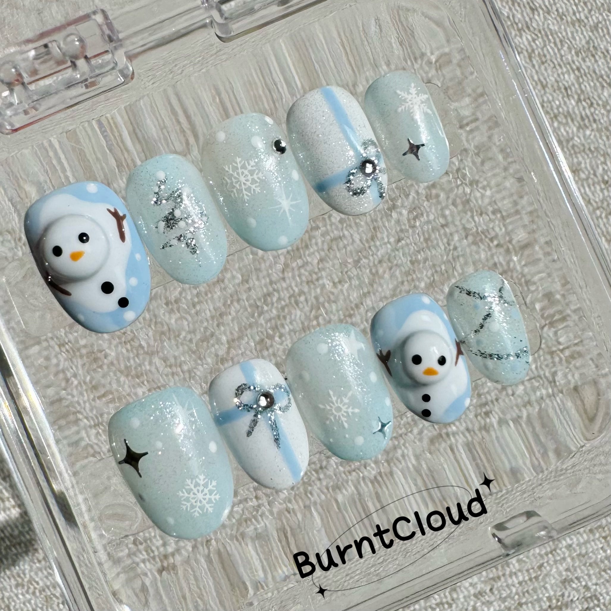 211 "snowman" Cute 3D Snowman Christmas Winter Snow Press on Nails ...