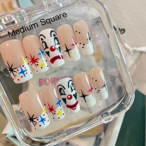 133 "as a Clown" Happy&sad Clowns Frenchtips Press on Nails | Custom ...