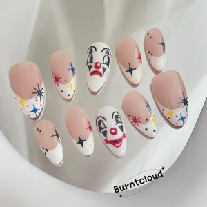 133 "as a Clown" Happy&sad Clowns Frenchtips Press on Nails | Custom ...