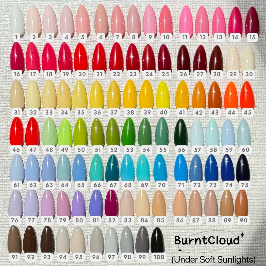 100 Solid Opaque Colors Nails | Basic Nails| 194 Custom Hand-painted ...