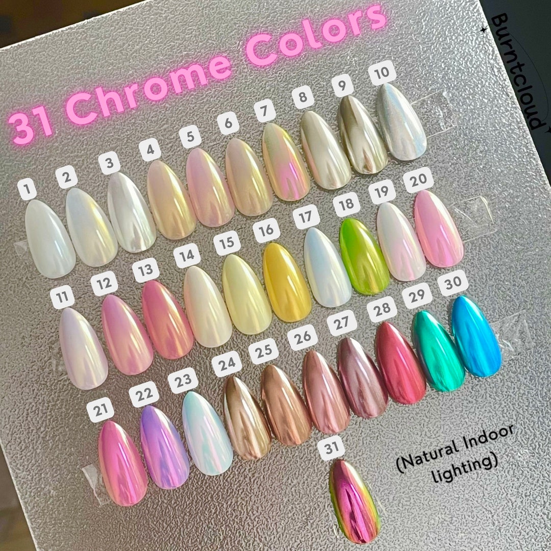 31 Colors Chrome Aurora Nails | Hailey Nails| 04 Custom Hand-painted ...