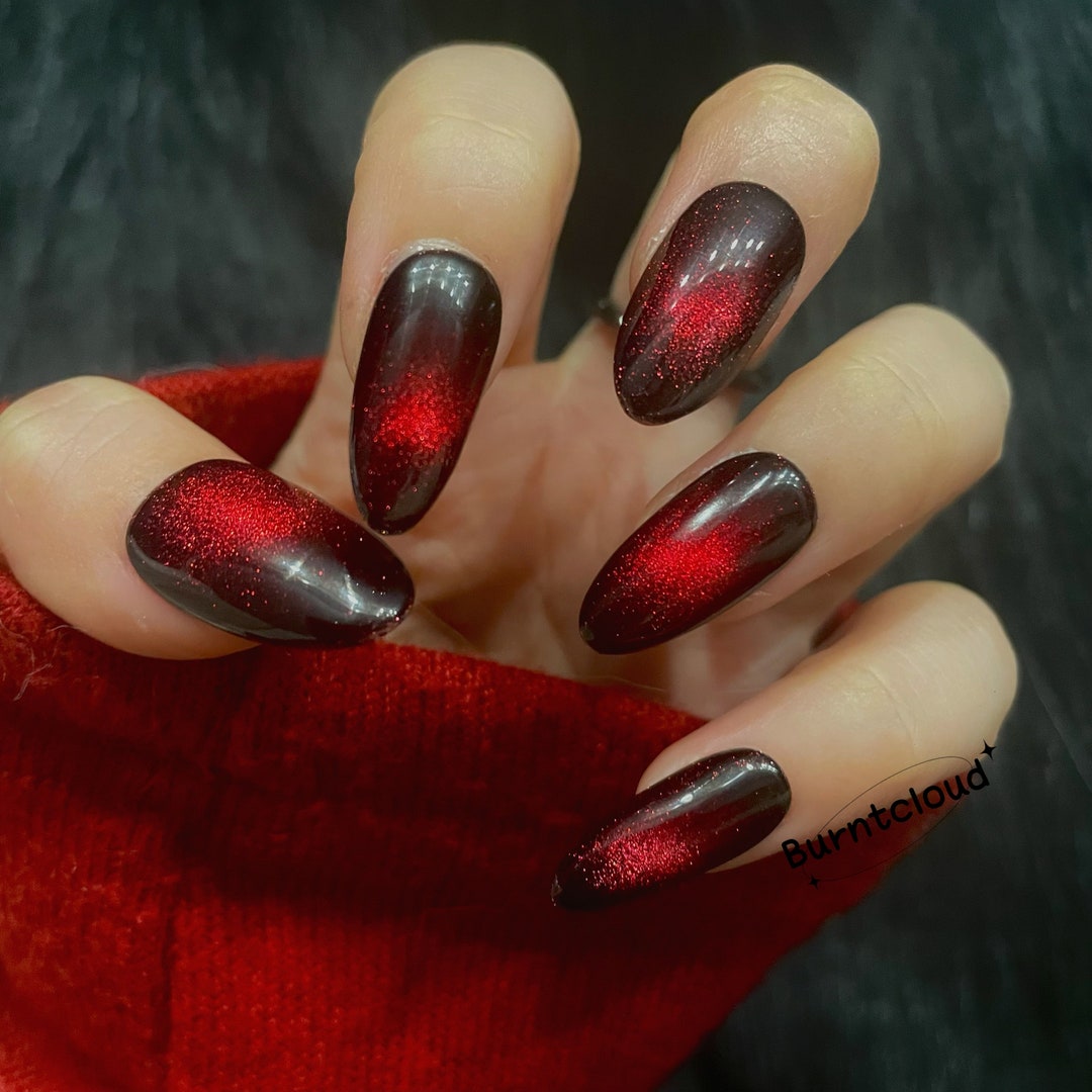 142"devil's Eyes" Bloody Red Vampire Halloween Cosplay Cat Eye Press on ...