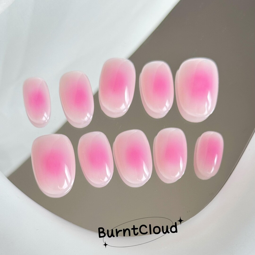 240 "blush" Pink Nude Ombre Jelly Pink Basic Press on Nails | Custom ...