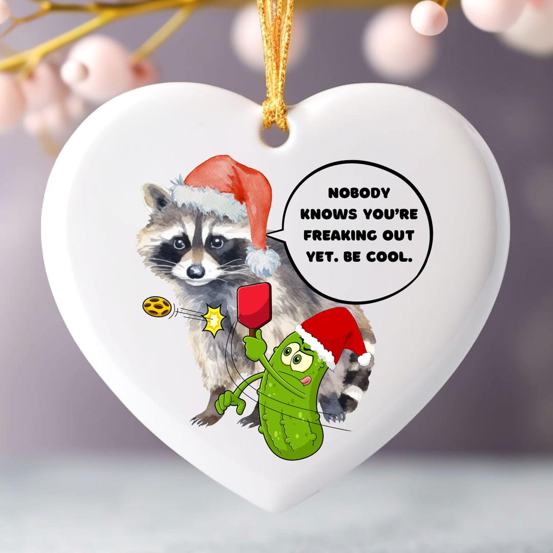 Funny Raccoon Pickleball Christmas Ornament, Meme Ornament, Trashcore ...