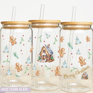 Gingerbread Glass Can Christmas Cup, Christmas Coffee Glass ...