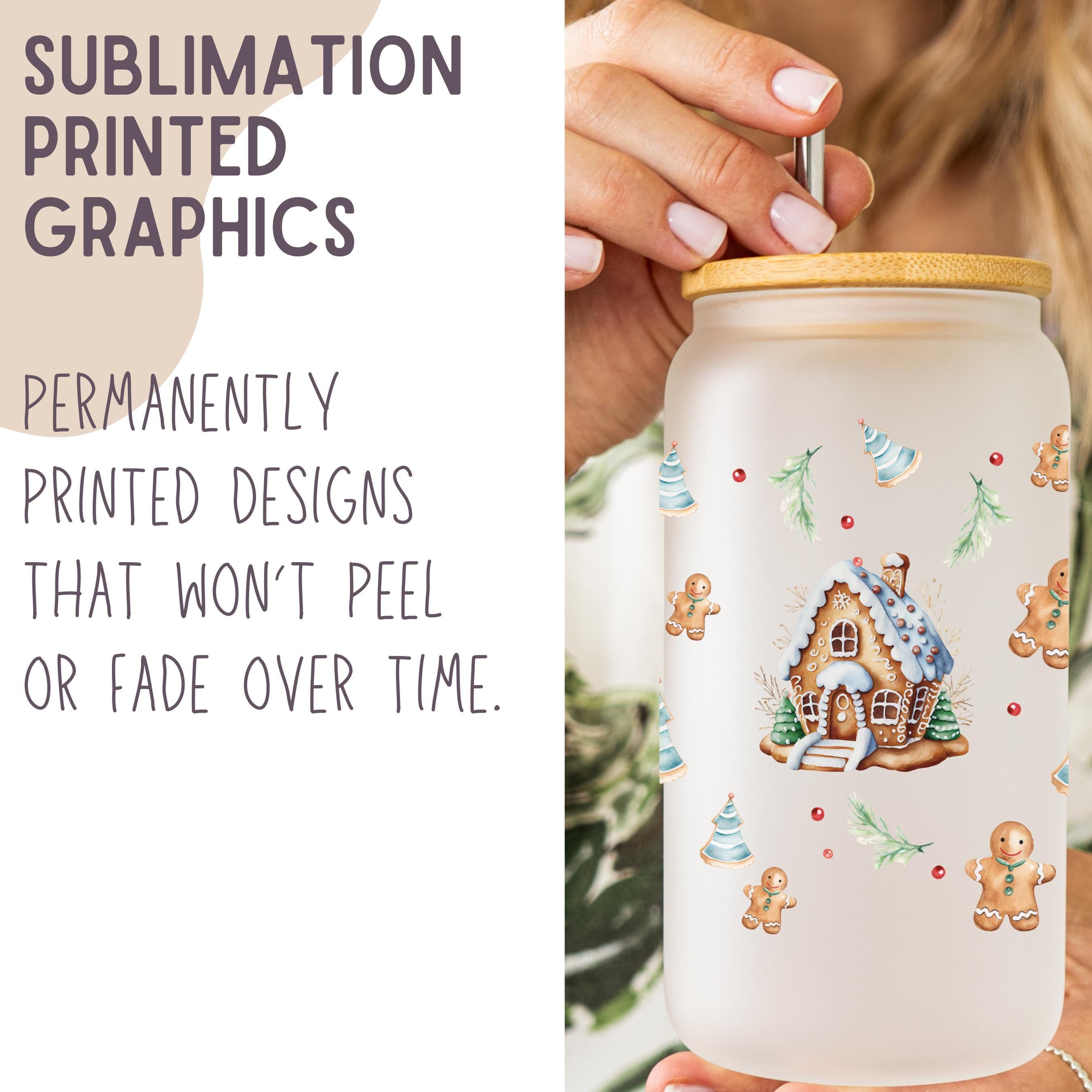 Gingerbread Glass Can Christmas Cup, Christmas Coffee Glass ...