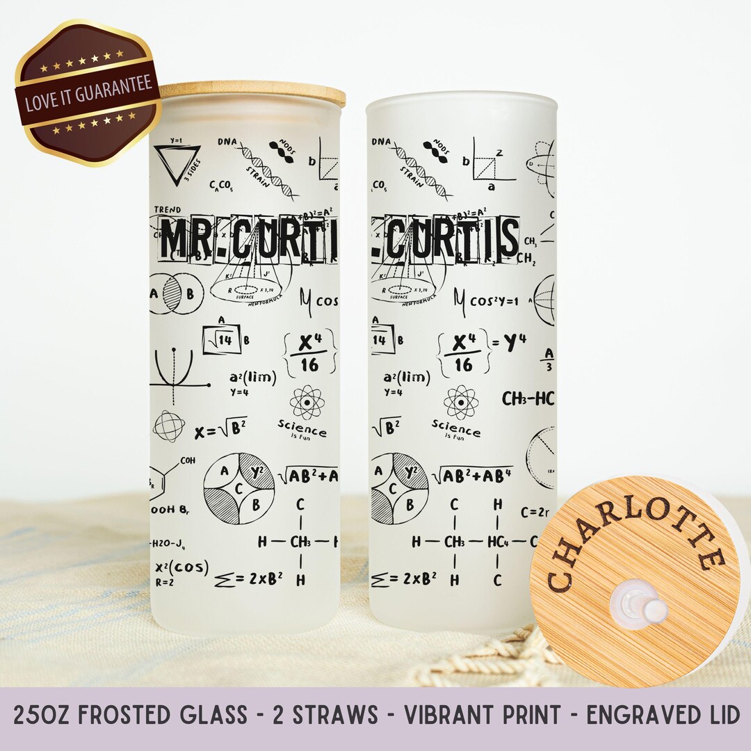 Personalized Science Teacher Gift, Science Pattern Glass Cup, Teacher ...