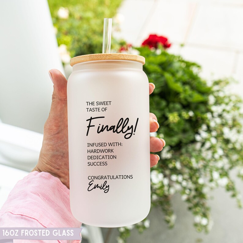 Funny Graduation Glass College Graduate Gift Nursing Phd Master's ...