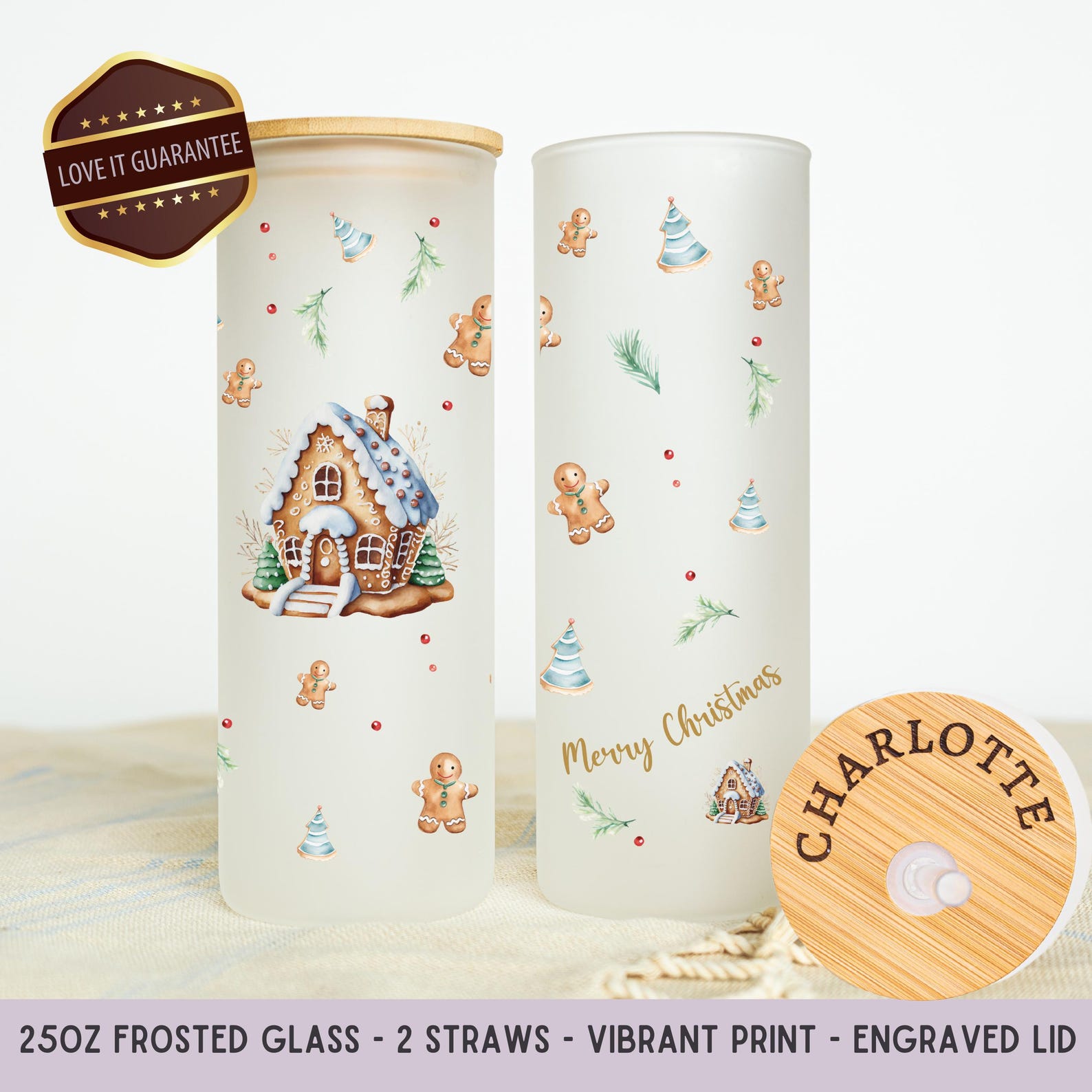 Gingerbread Glass Can Christmas Cup, Christmas Coffee Glass ...