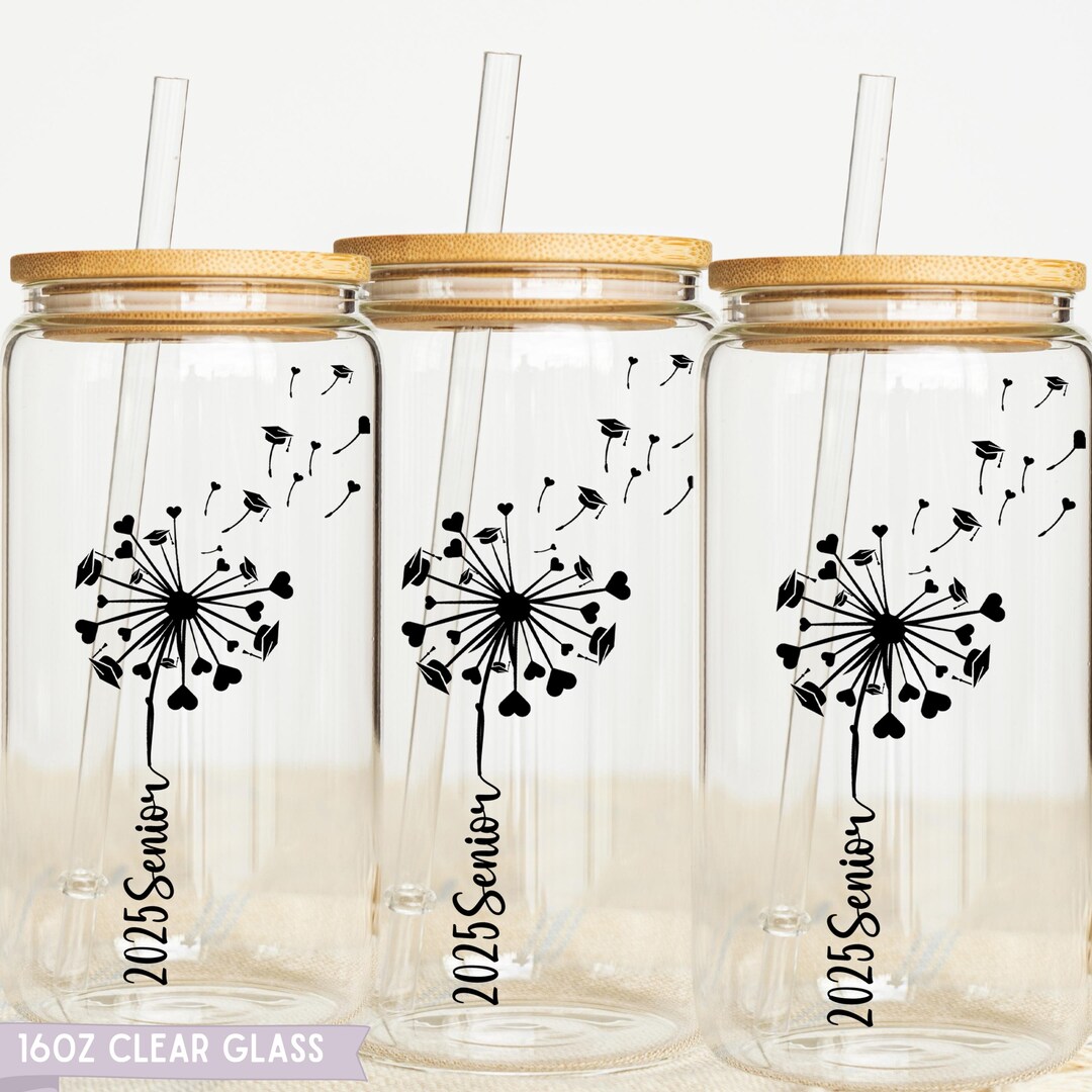 Personalized Graduate Glass Tumbler, 2025 Iced Coffee Cup, 2025 Senior ...