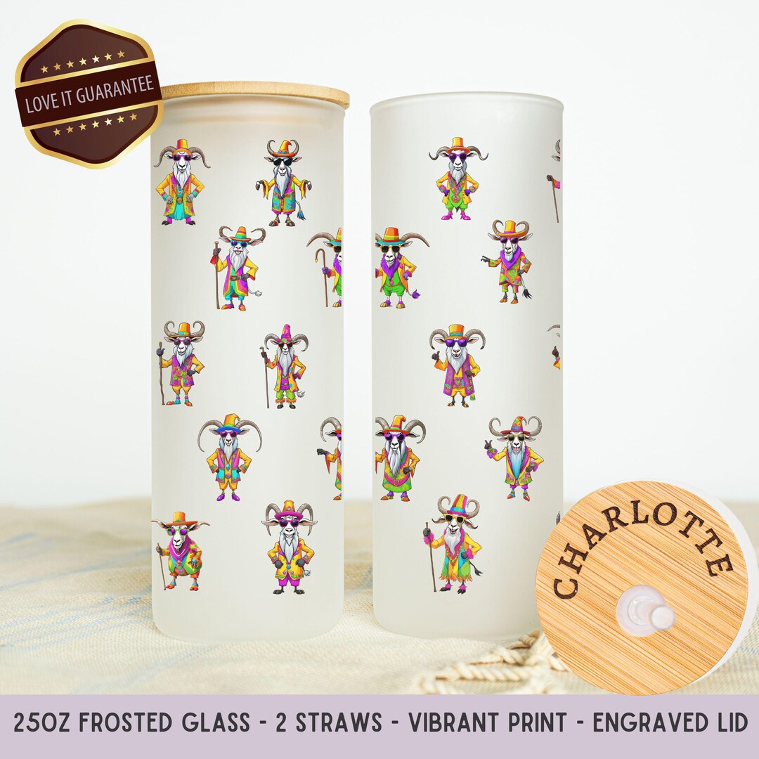 Personalized Crazy Goat Iced Coffee Glass, Goat Lover Glass Cup, Old ...