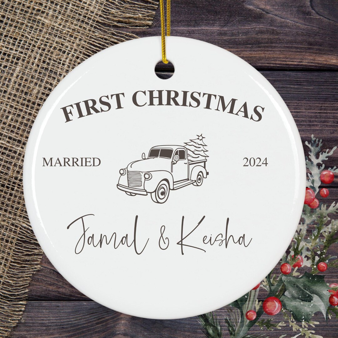 Personalized Our First Christmas Married Ornament, Newlywed Wedding ...