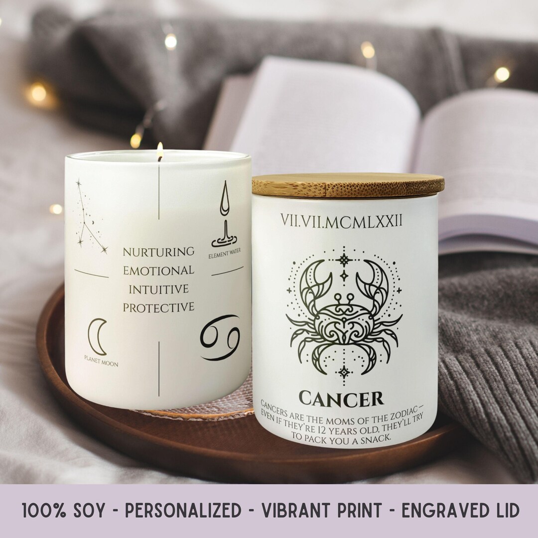 Personalized Cancer Zodiac Candle Birthday Gift for Her, Custom June ...