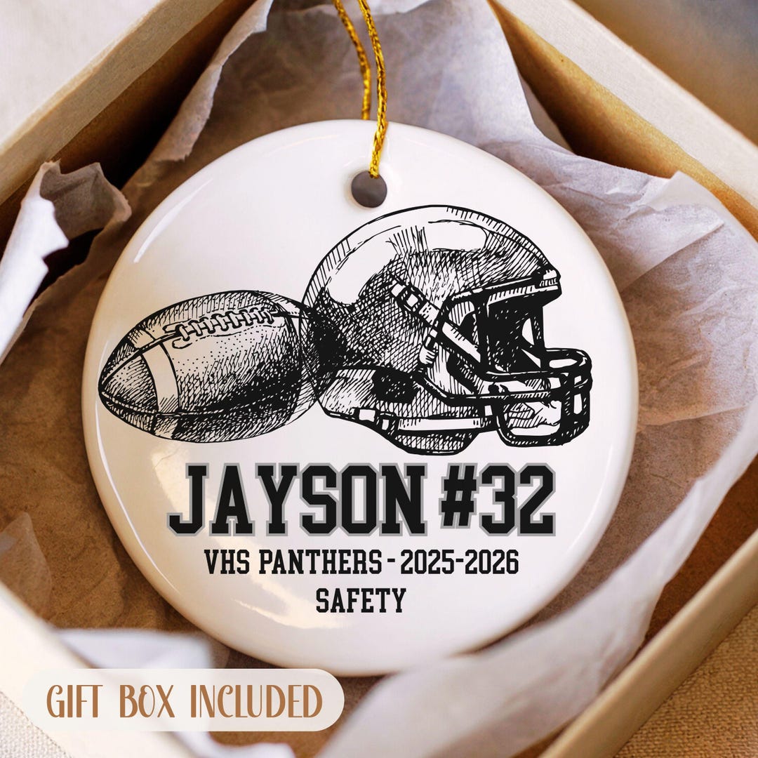 Personalized Football Ornament, Teen Stocking Stuffer, Football Player ...