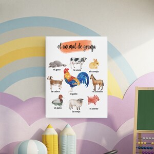 Farm Animals Printables, Watercolor Animals, Spanish Education Toy Room ...
