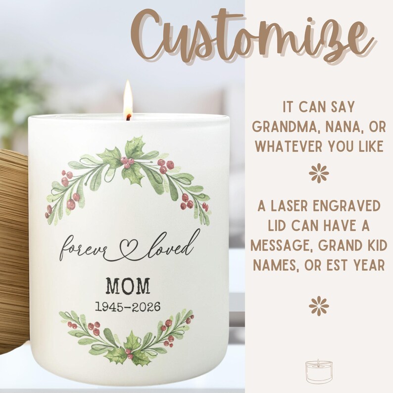 Personalized Memorial Candle, Celebration of Life, Custom Condolences ...