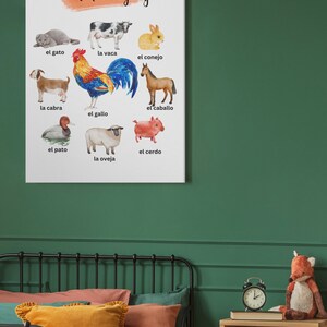 Farm Animals Printables, Watercolor Animals, Spanish Education Toy Room ...