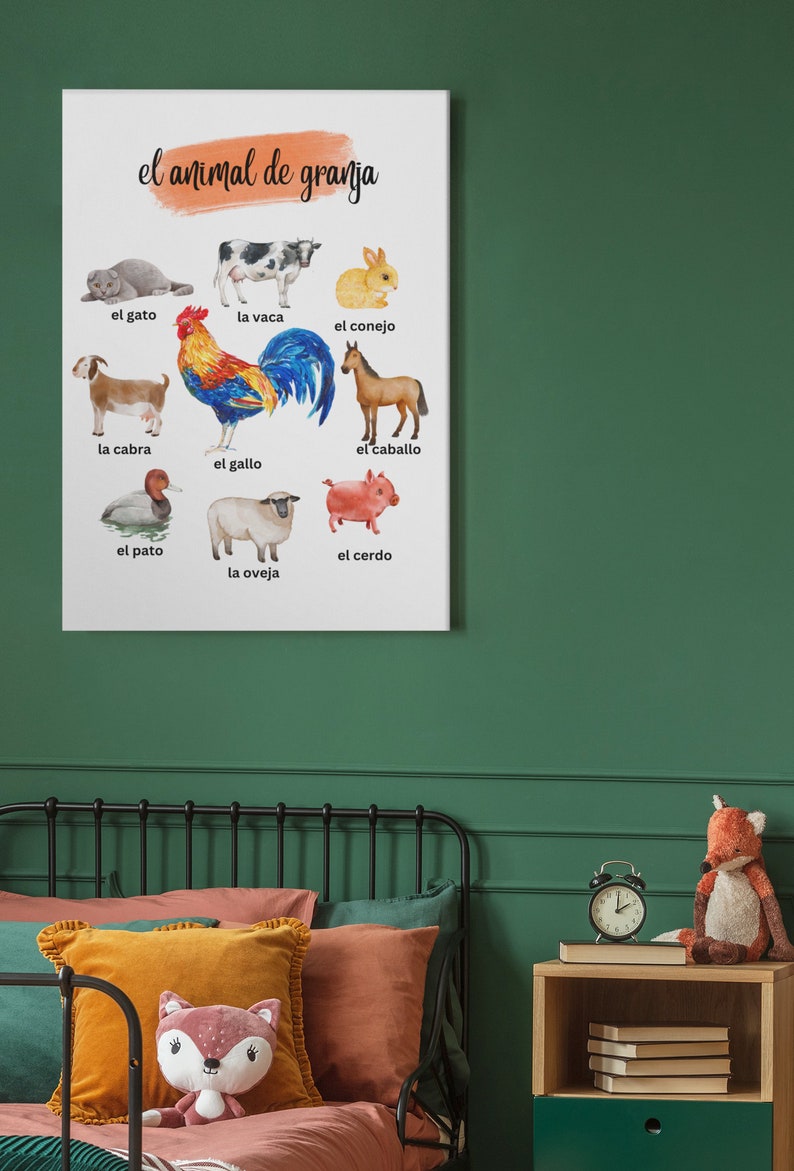 Farm Animals Printables, Watercolor Animals, Spanish Education Toy Room ...