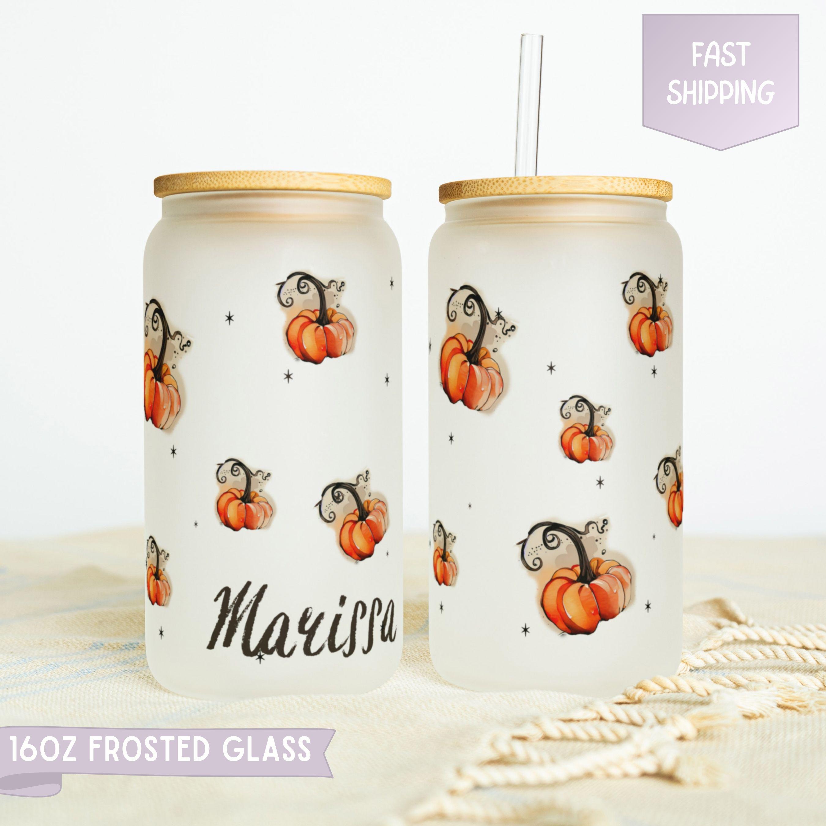 Personalized Pumpkin Fall Iced Coffee Glass Cup, Pumpkin Vibes Glass ...