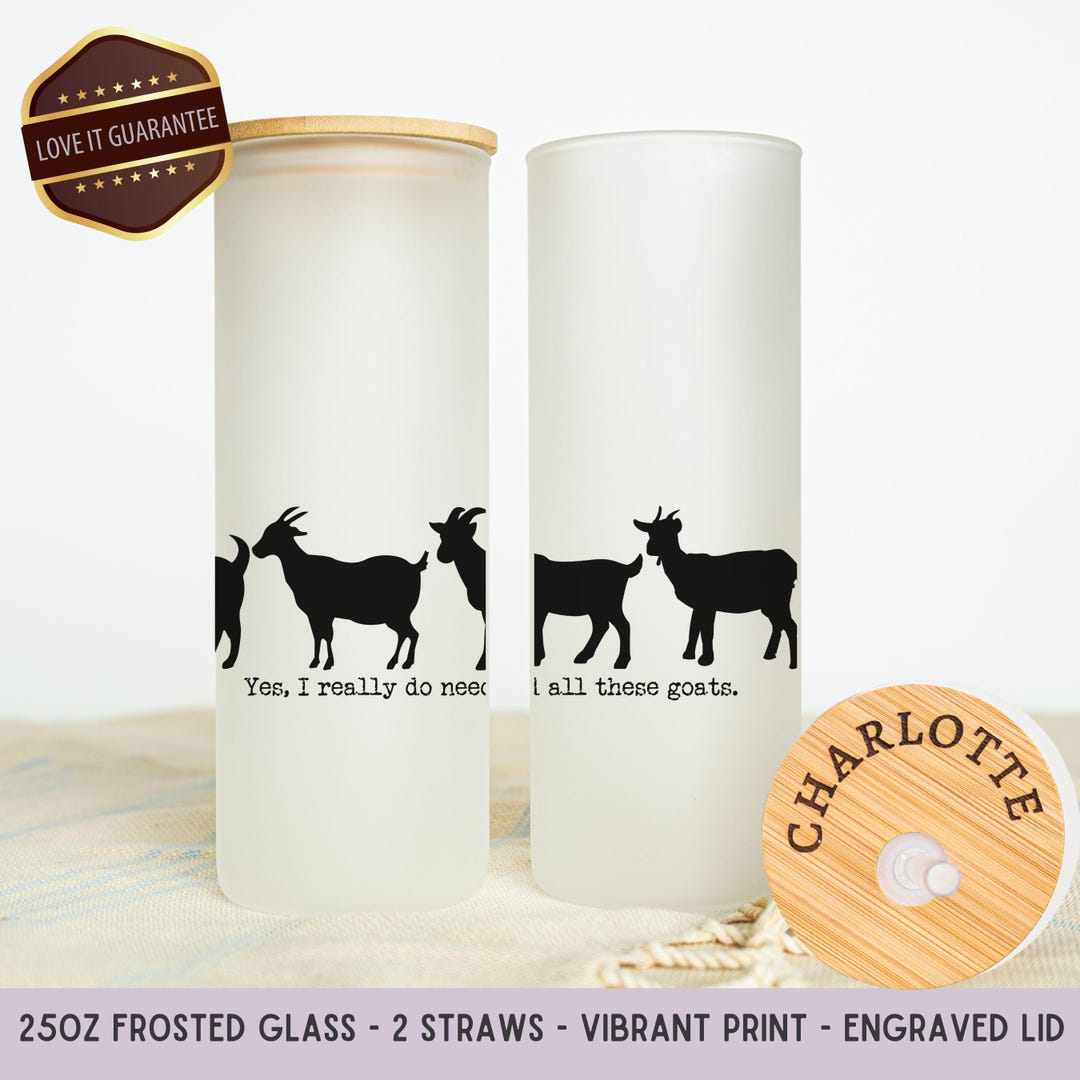 Personalized Goat Iced Coffee Glass, Goat Lady Glass Cup, Goat ...