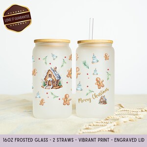 Gingerbread Glass Can Christmas Cup, Christmas Coffee Glass ...