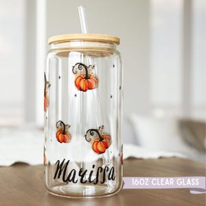 Personalized Pumpkin Fall Iced Coffee Glass Cup, Pumpkin Vibes Glass ...