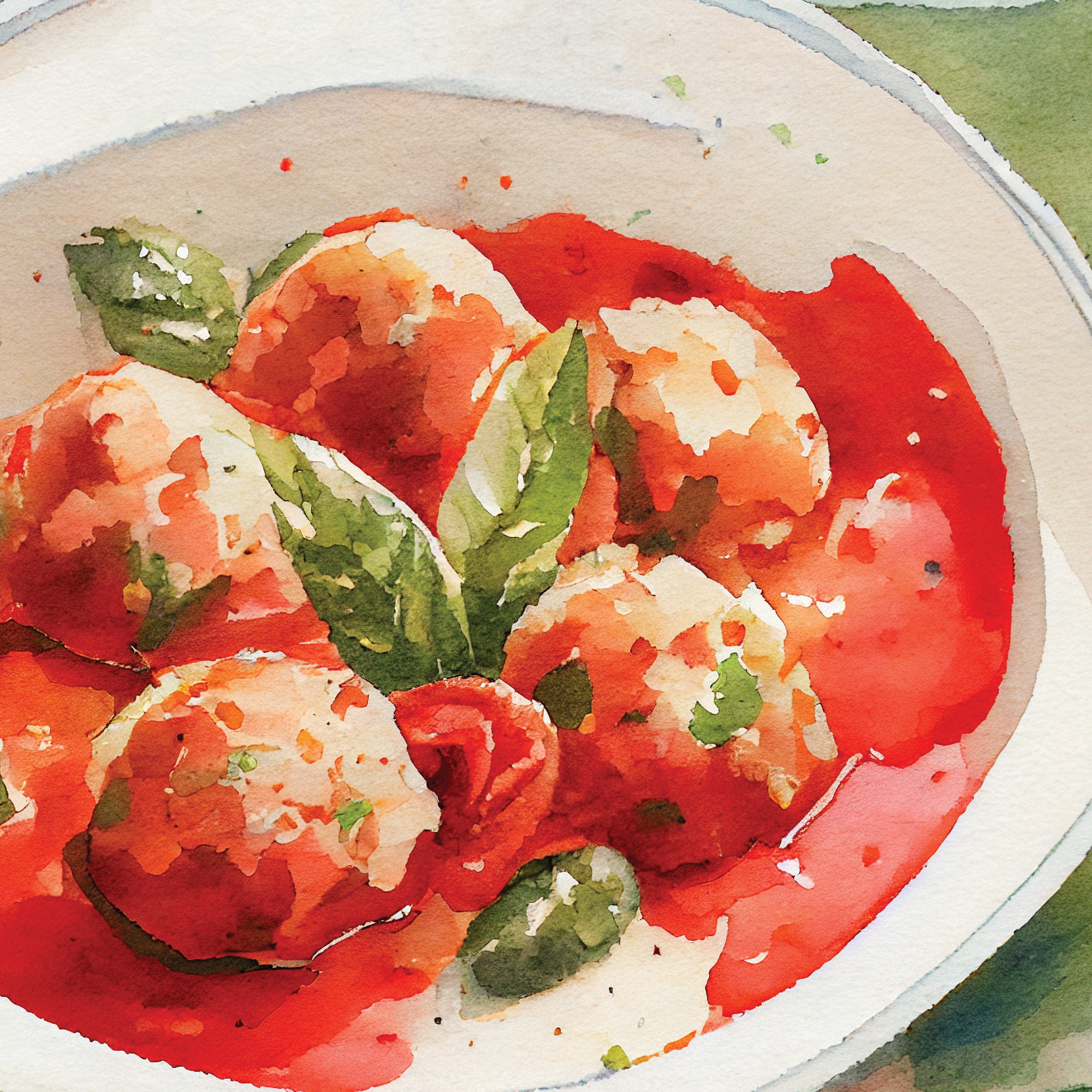 Italian Meatball Watercolour Inspired by Studio Ghibli Printable Wall ...