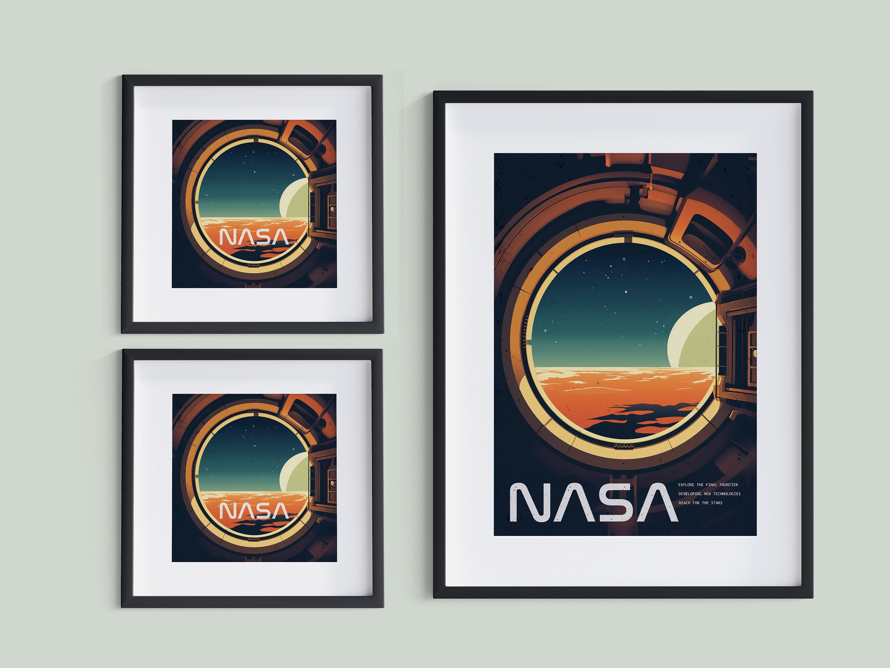NASA Inspired Retro Space Exploration Poster Printable Wall Art ...