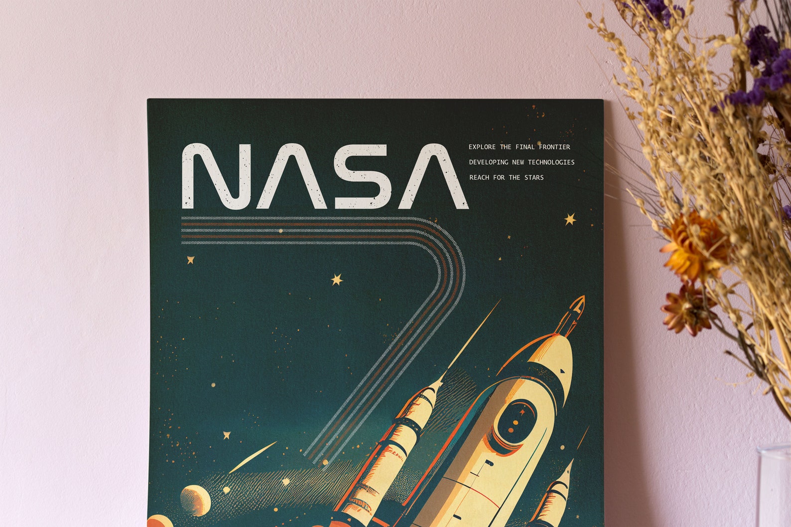NASA Inspired Retro Space Rocket Poster Printable Wall Art, Digital ...