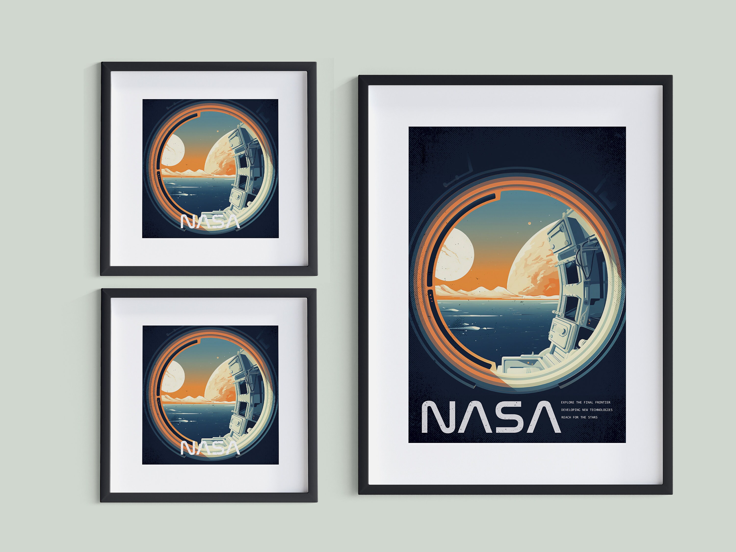 NASA Inspired Retro Space Exploration Poster Printable Wall Art ...