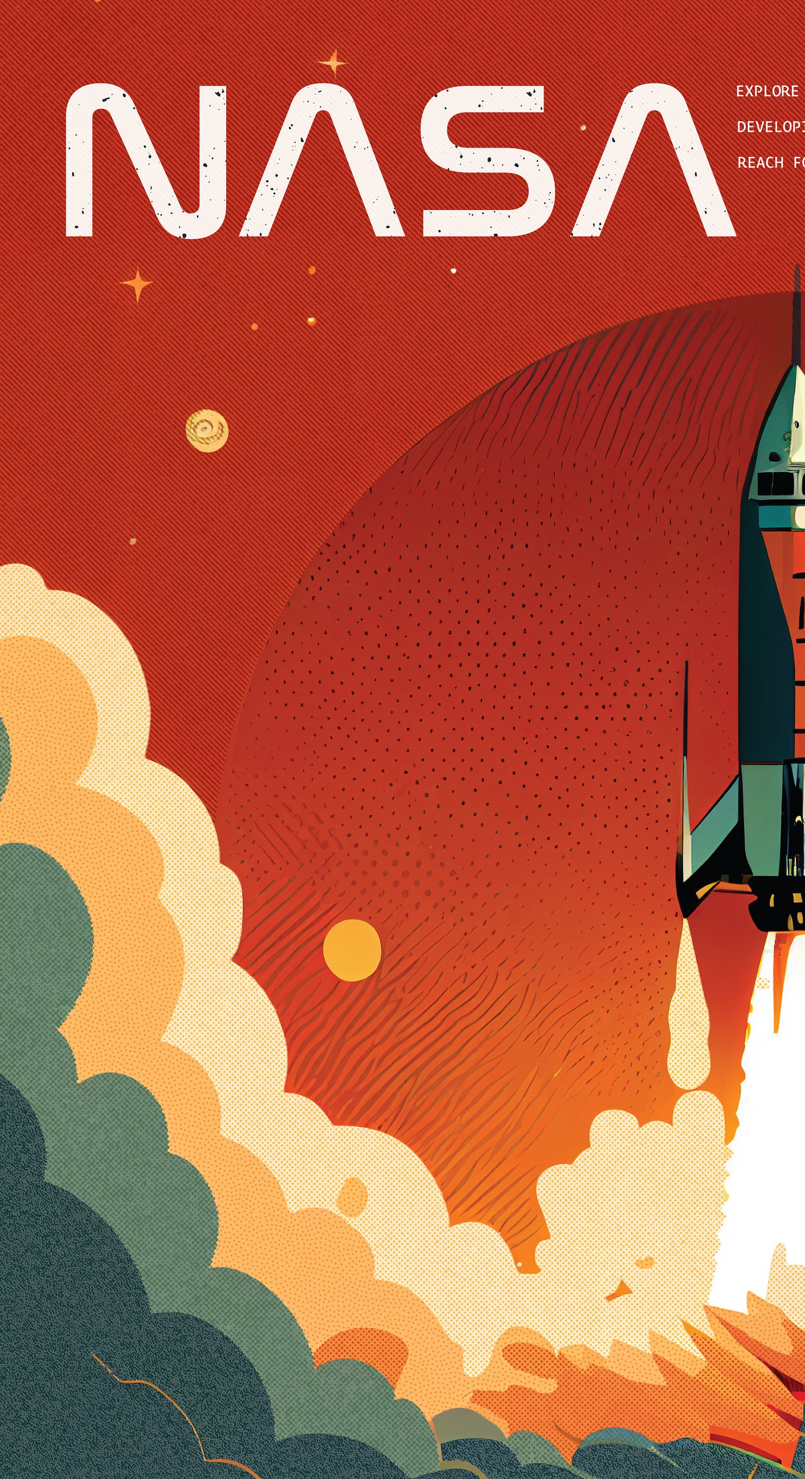 NASA Inspired Retro Space Rocket Poster Printable Wall Art - Etsy