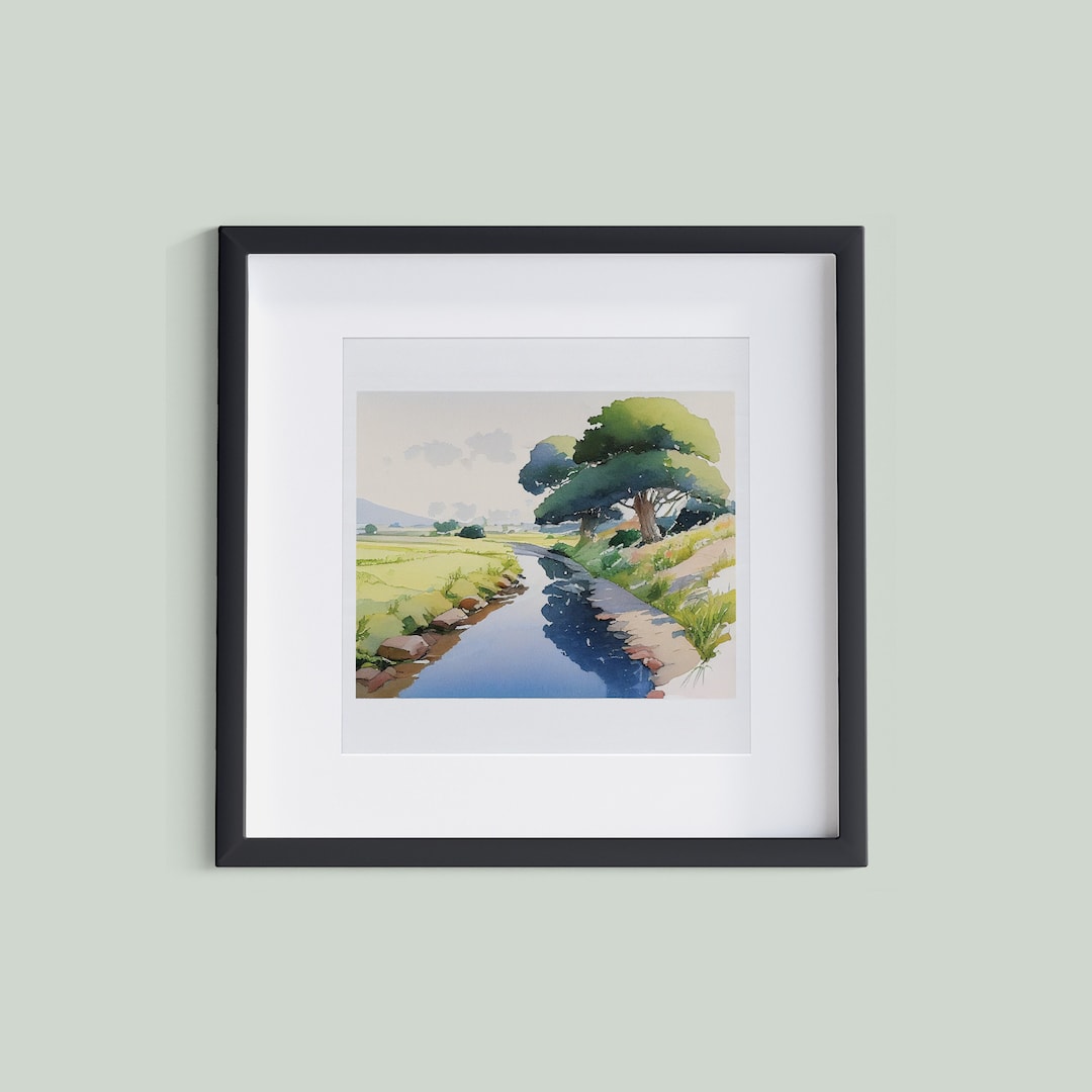 River Bank Watercolour Inspired by Studio Ghibli Printable Wall Art ...