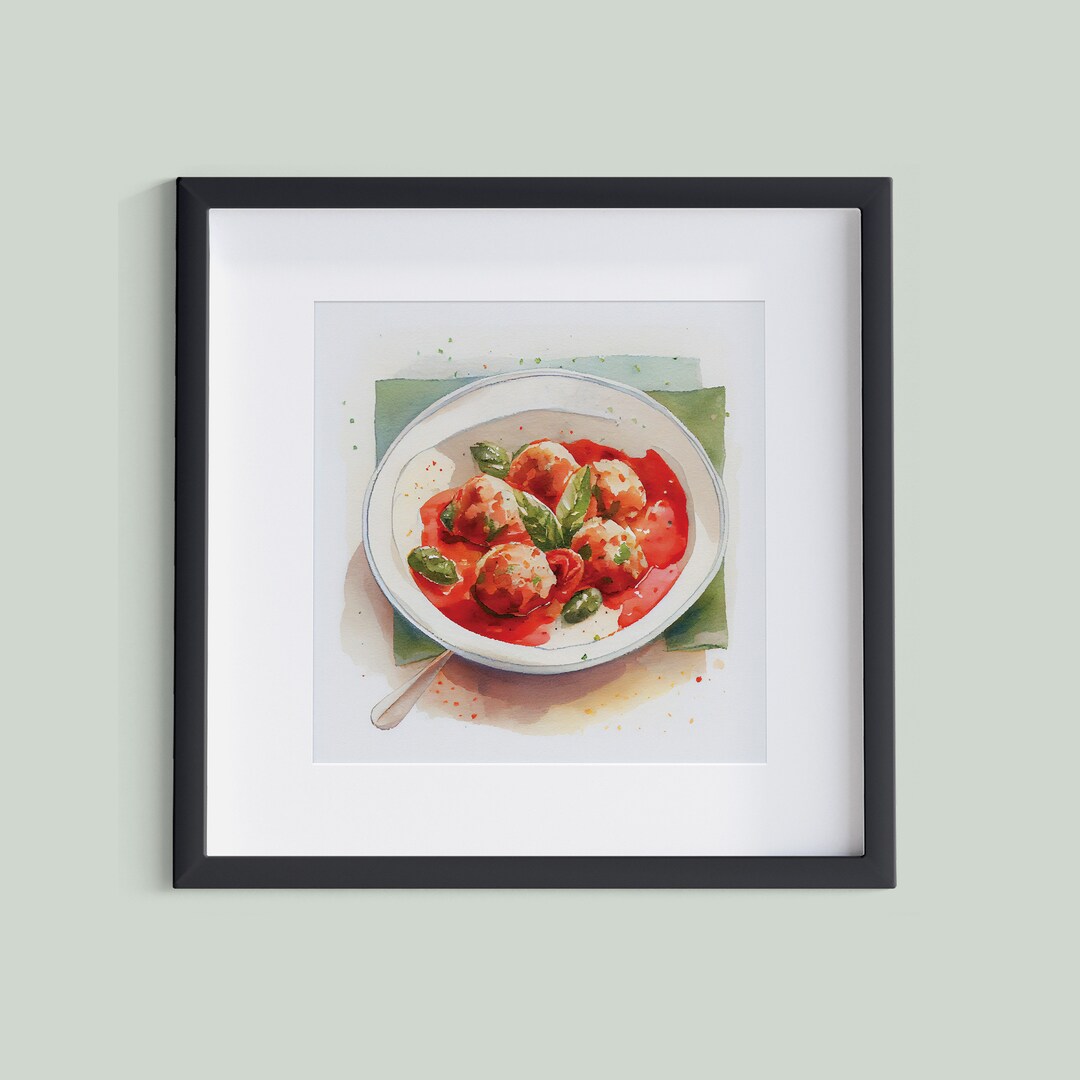 Italian Meatball Watercolour Inspired by Studio Ghibli Printable Wall ...