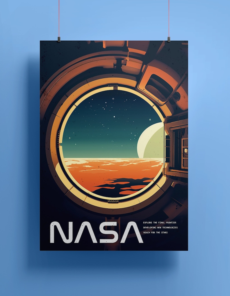 NASA Inspired Retro Space Exploration Poster Printable Wall Art ...