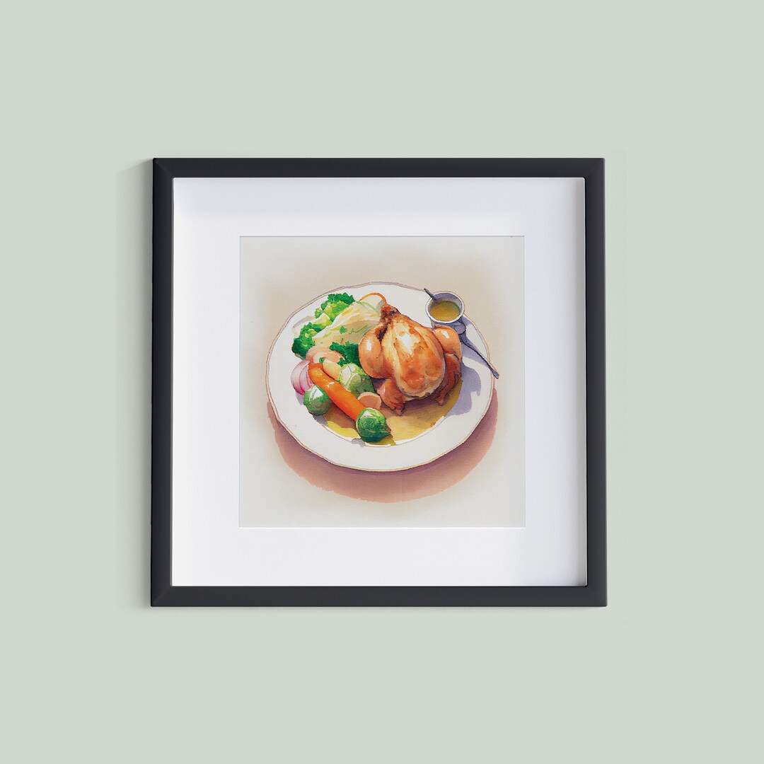Roast Chicken Dinner Watercolour Inspired by Studio Ghibli - Printable ...