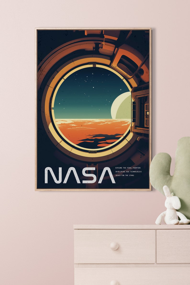NASA Inspired Retro Space Exploration Poster Printable Wall Art ...