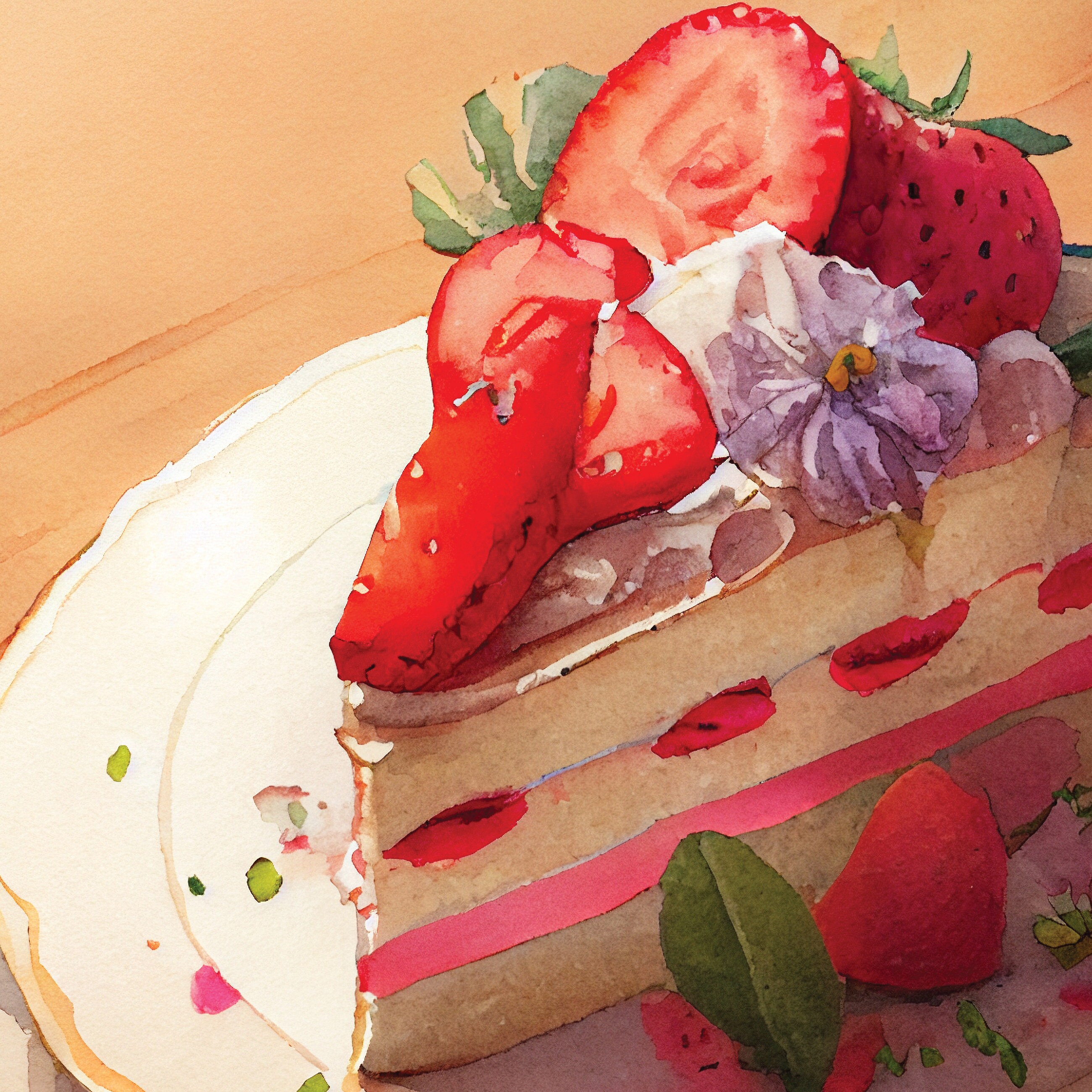 Strawberry Shortcake Watercolour Inspired by Studio Ghibli - Printable ...