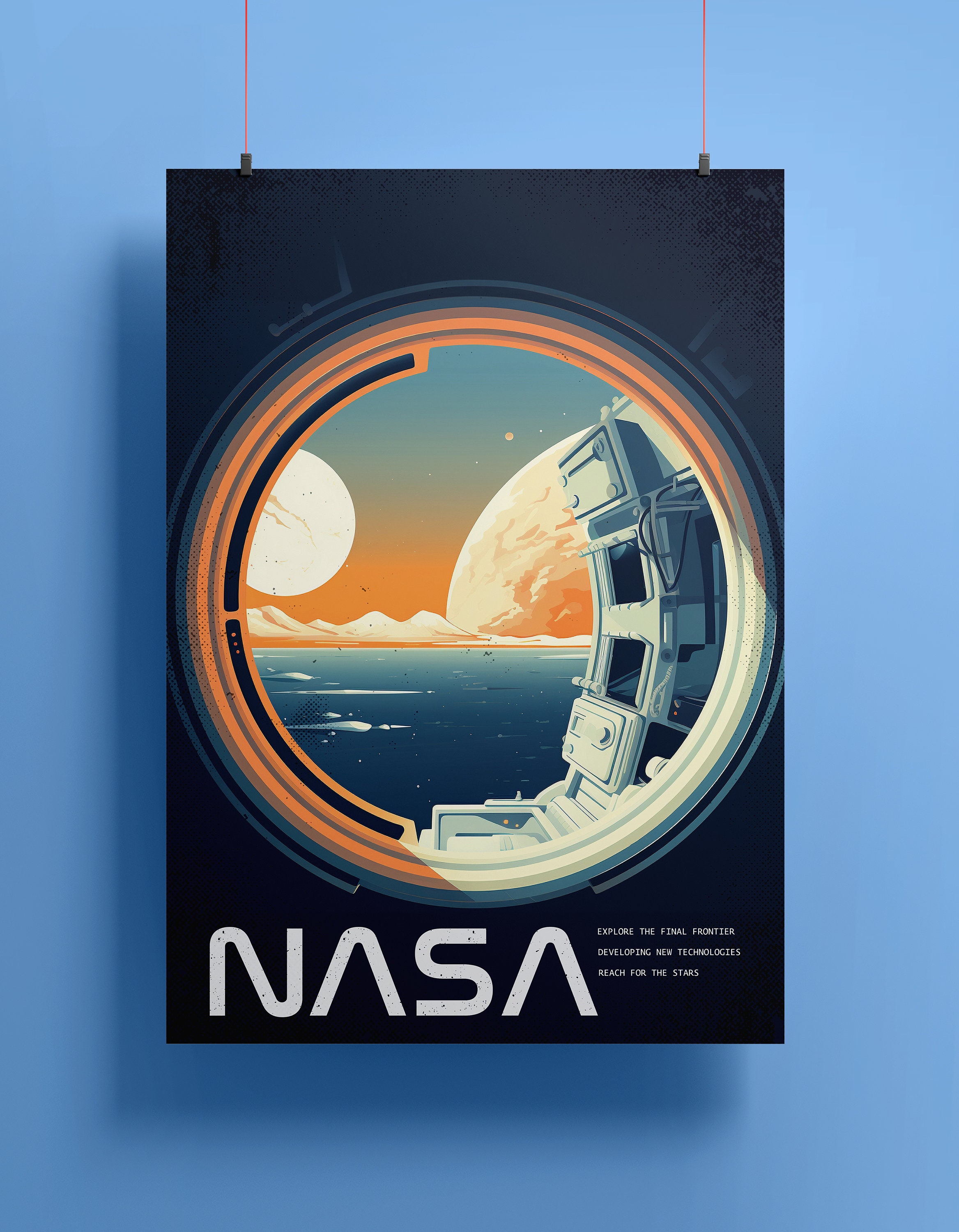 NASA Inspired Retro Space Exploration Poster Printable Wall Art ...