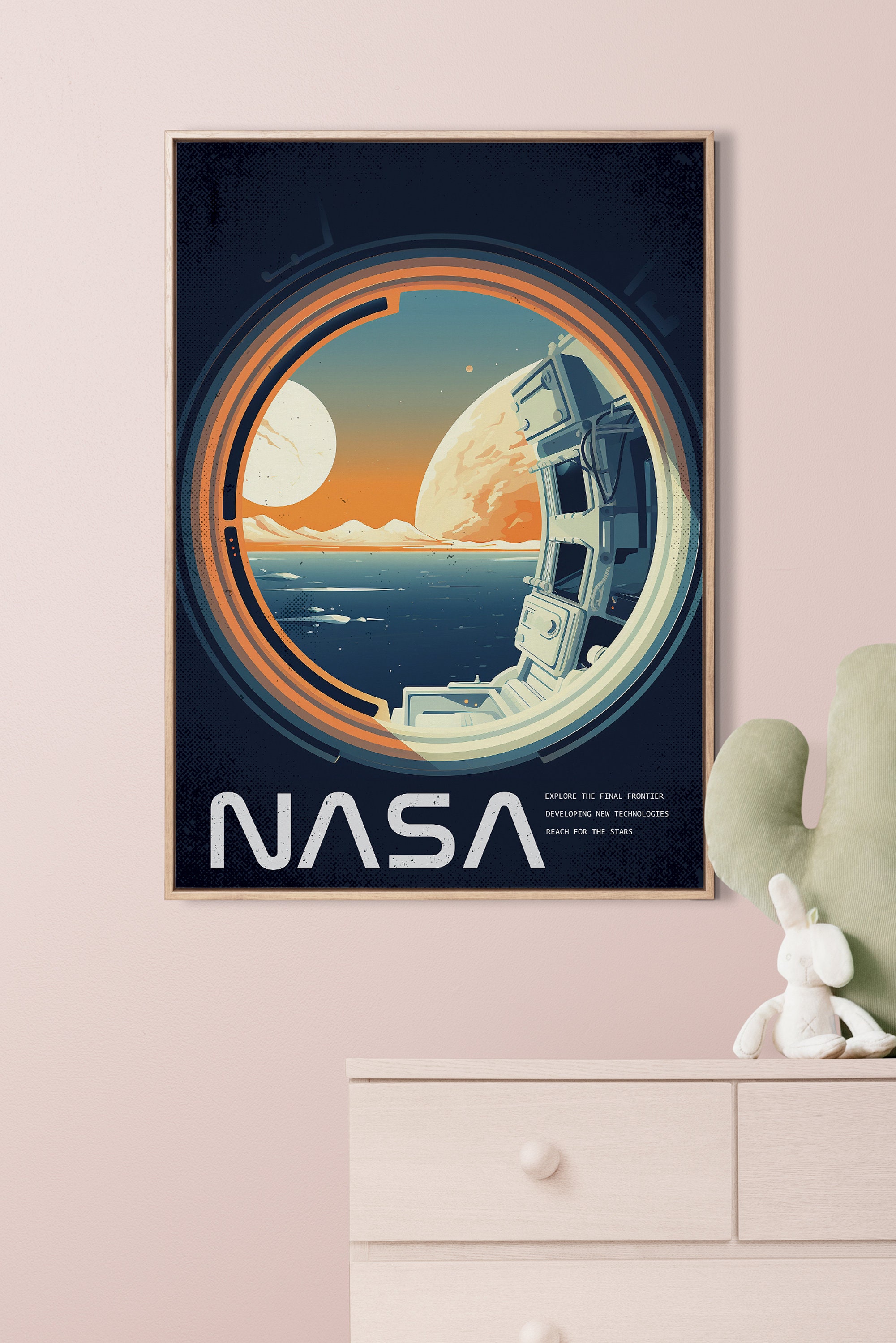 NASA Inspired Retro Space Exploration Poster Printable Wall Art ...